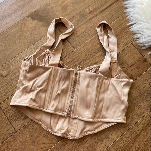 Zara | Tops | Zara Corset Blush Neutral Satin Corsetsatin Effect Corset ...